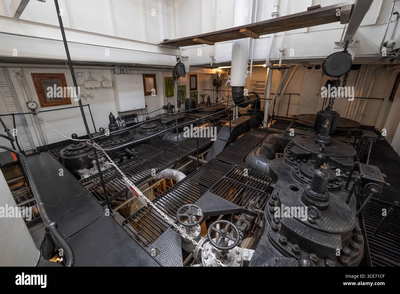 Engine and boiler room in Suur Toll steam-powered icebreaker ship from ...