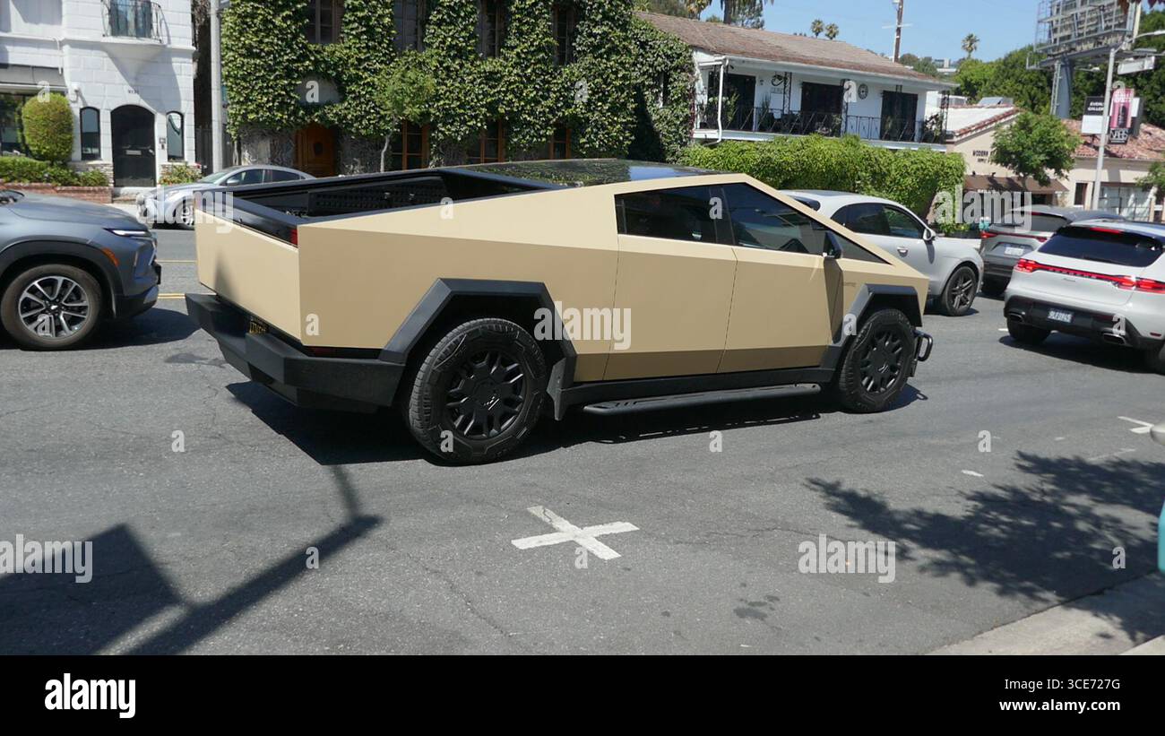 Los Angeles, California, USA 15th August 2025 Tesla Beige/Tan ...
