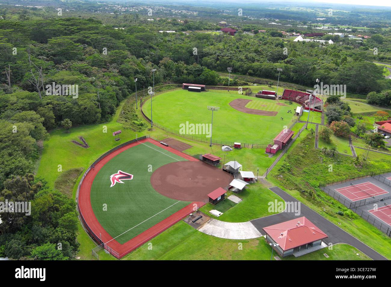 An aerial view of the University of Hawaii at Hilo baseball and ...