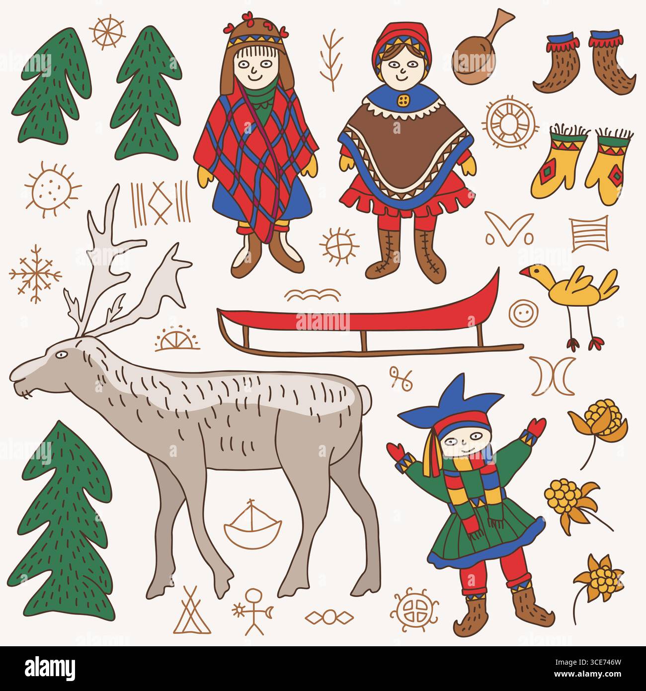 Sami people and reindeer Stock Vector Images - Alamy
