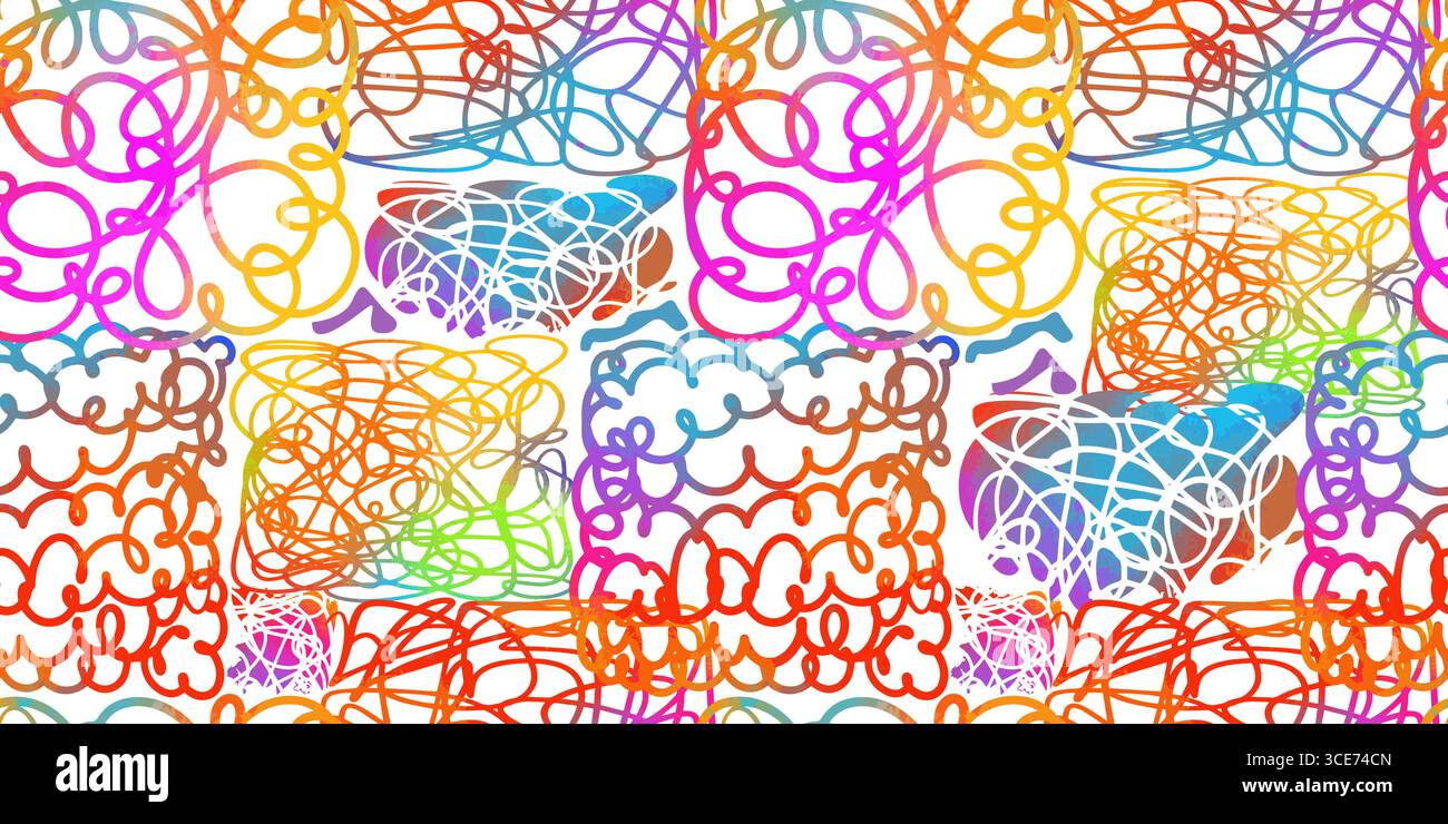 colored curvy brush stroke waves seamless pattern for background ...