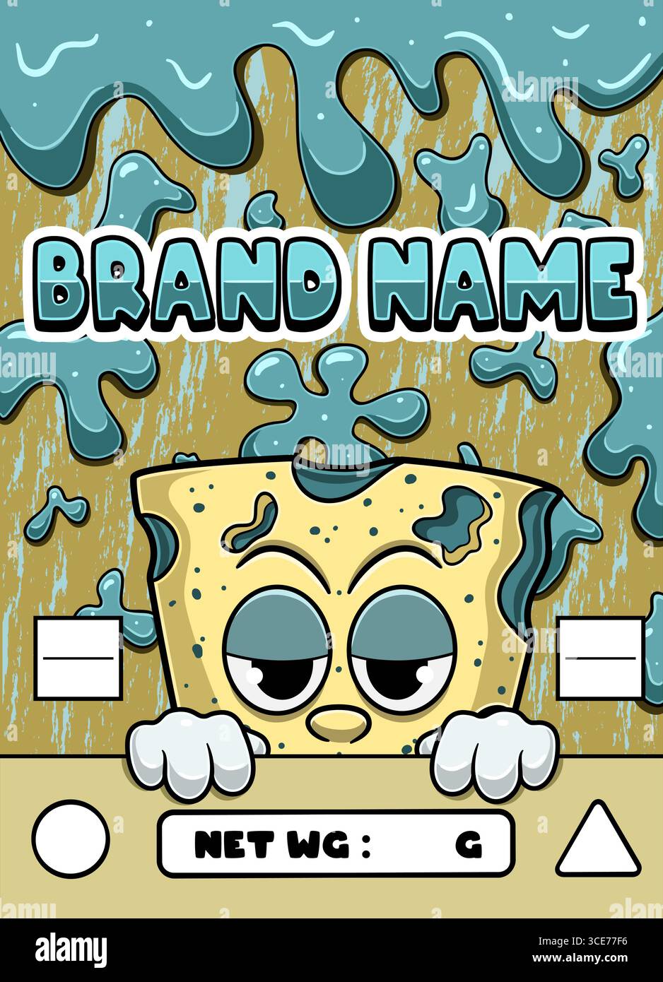 Blue Cheese Strain Cartoon with Slime Background. Design For Logo ...