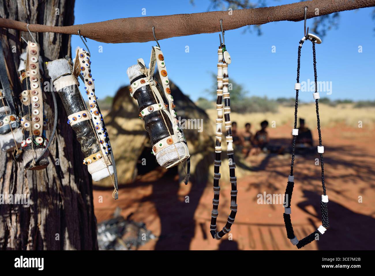 Handmade bijouterie in bushmens village. The San people, also known as ...
