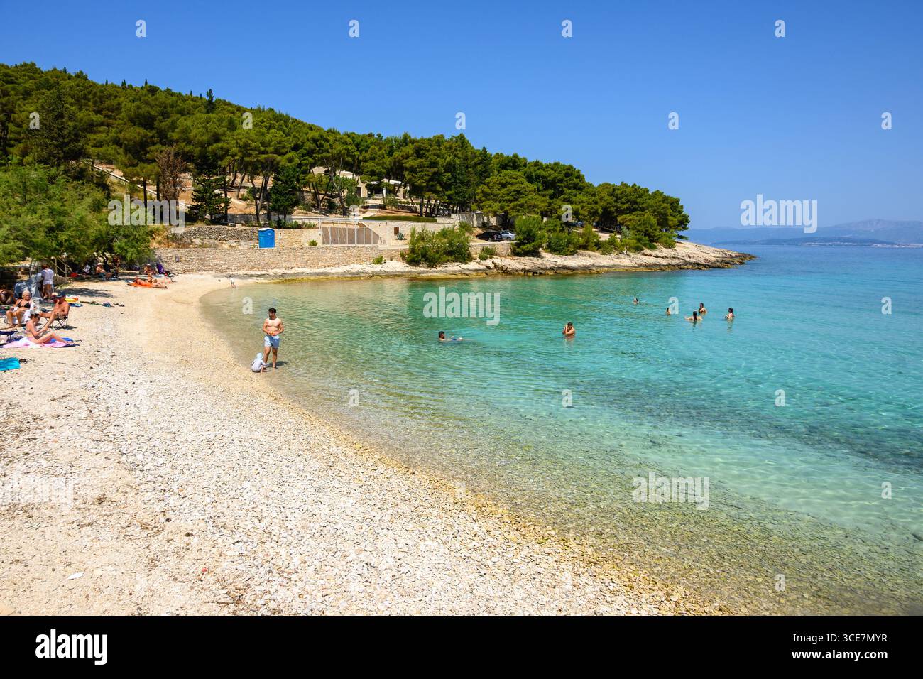 Brac, Croatia - June 14, 2025: Likva Beach, one of the best beaches in ...