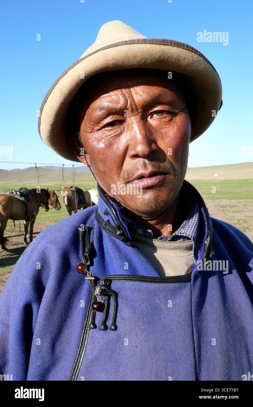 Mongolian man, Gun Galuut, Mongolia Stock Photo - Alamy