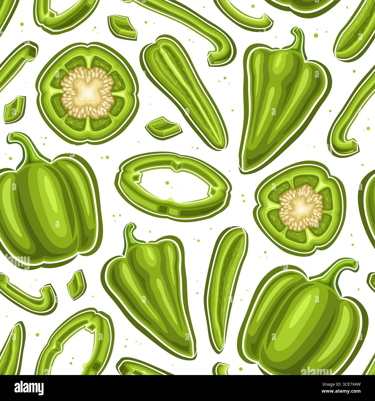 Cross section green peppers Stock Vector Images - Alamy
