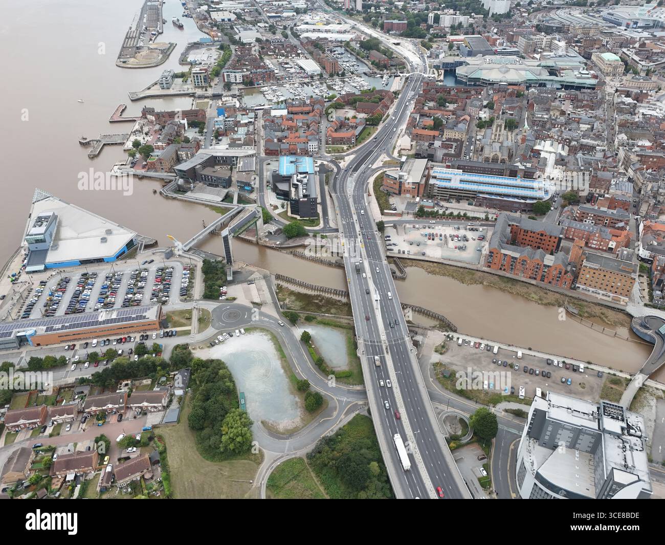 aerial view of A63 Castle Street dual carriageway road improvements ...