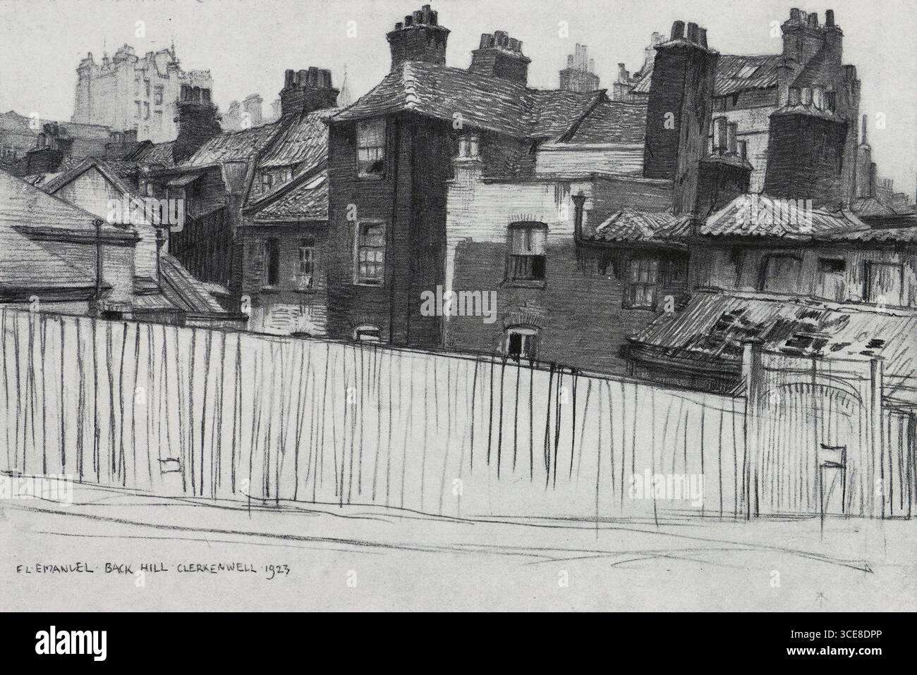 Drawing of 1923 by Frank Lewis Emanuel (1865 – 1948). Back Hill ...