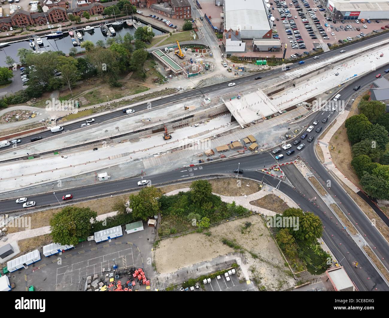 aerial view of A63 Castle Street dual carriageway road improvements ...