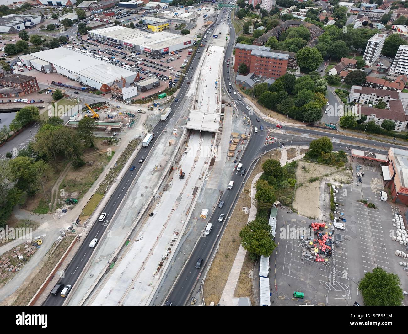 aerial view of A63 Castle Street dual carriageway road improvements ...