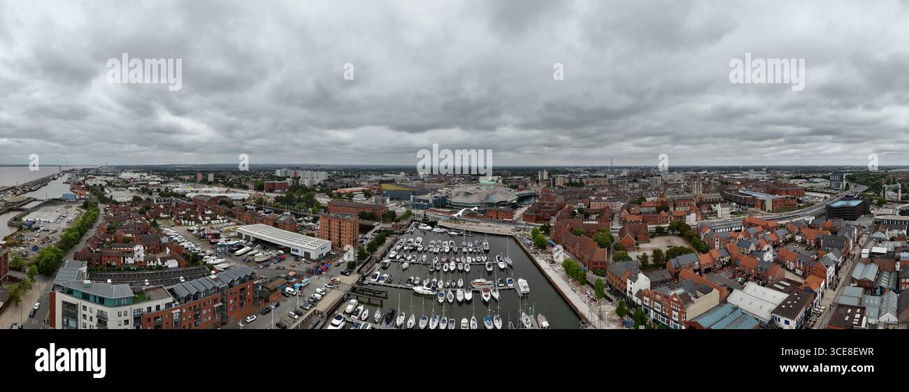 Aerial view of Humber Dock and railway dock Marina, Hull Marina ...