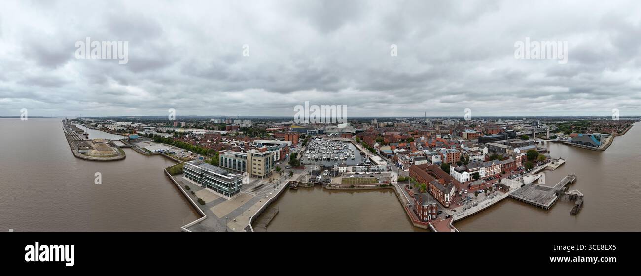 Aerial view of Humber Dock and railway dock Marina, Hull Marina ...
