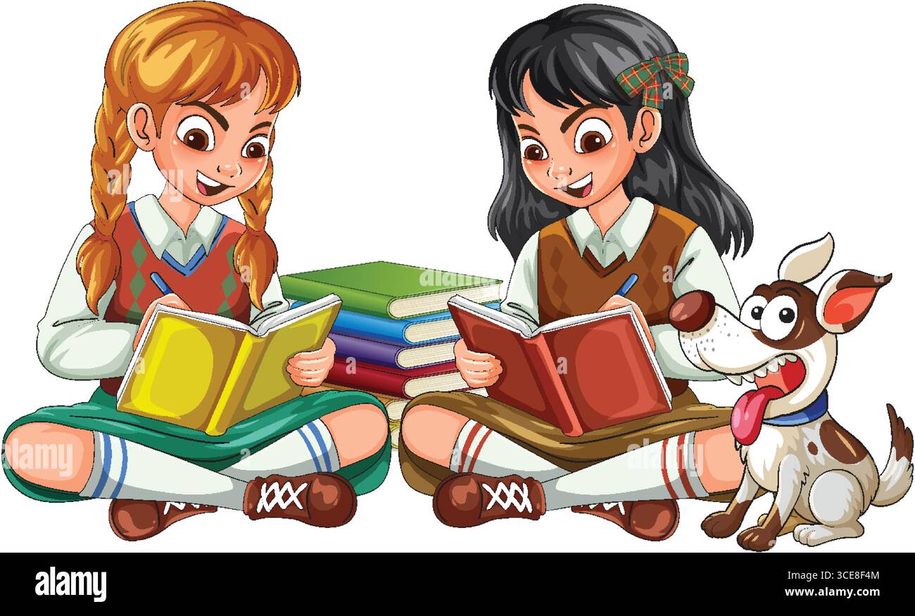 Two schoolgirls Cut Out Stock Images & Pictures - Alamy