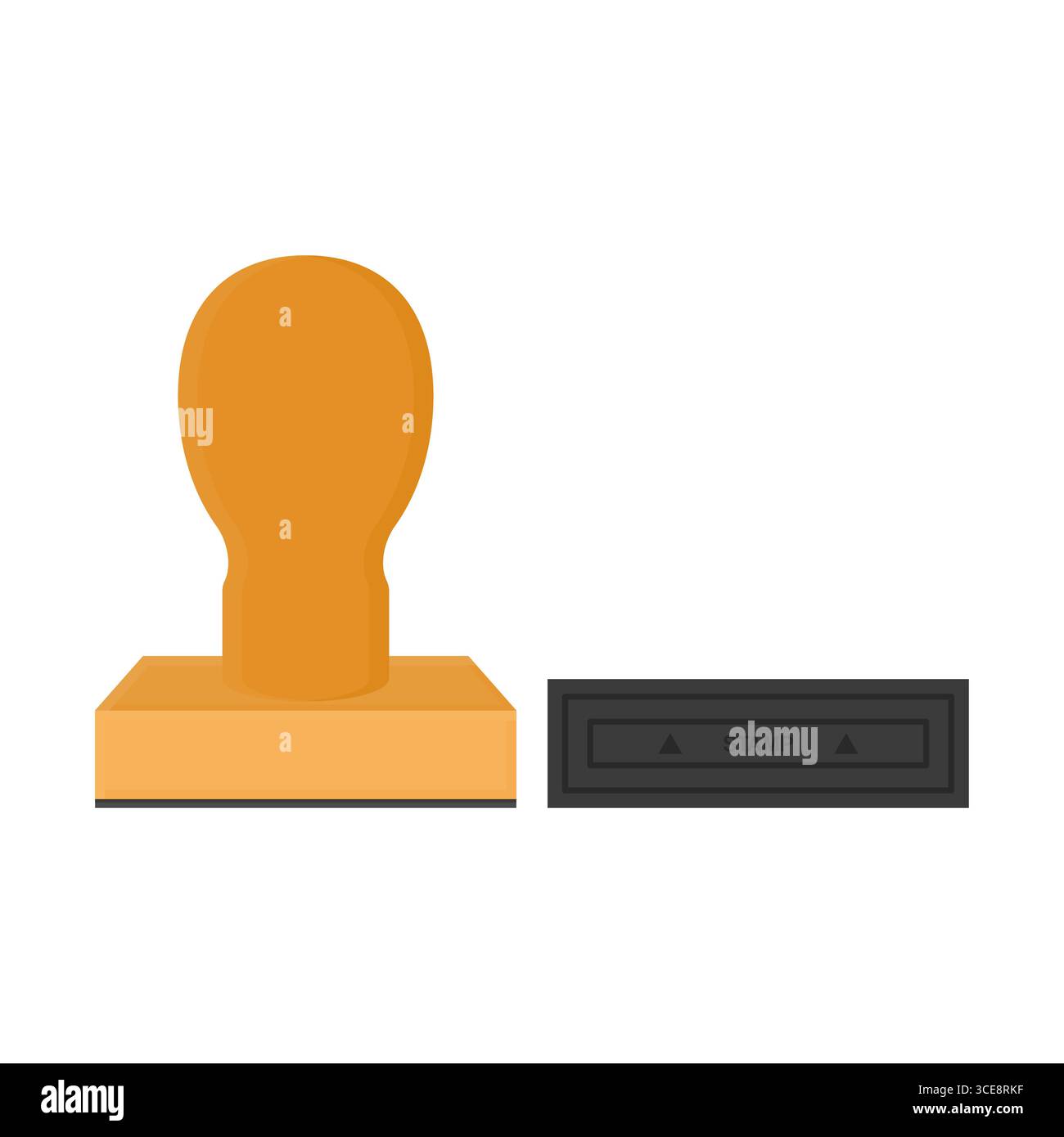 Traditional Wooden Stamp with Black Ink Pad Vector. Perfect for Office ...