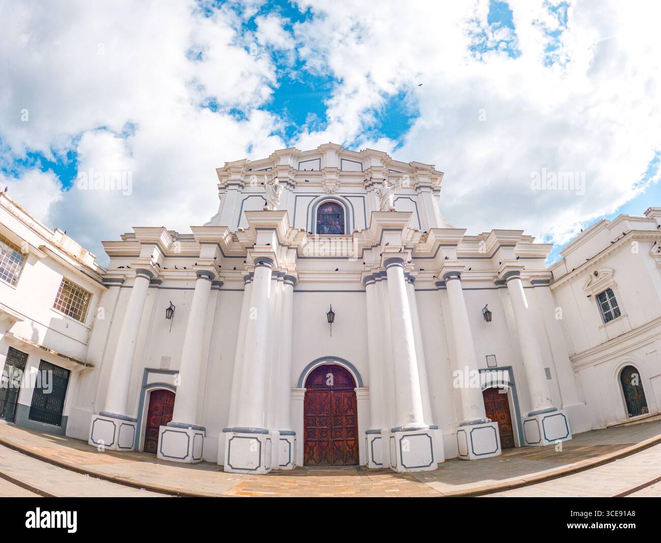 A stunning view of a historic church in Popayán, Cauca, showcasing its ...