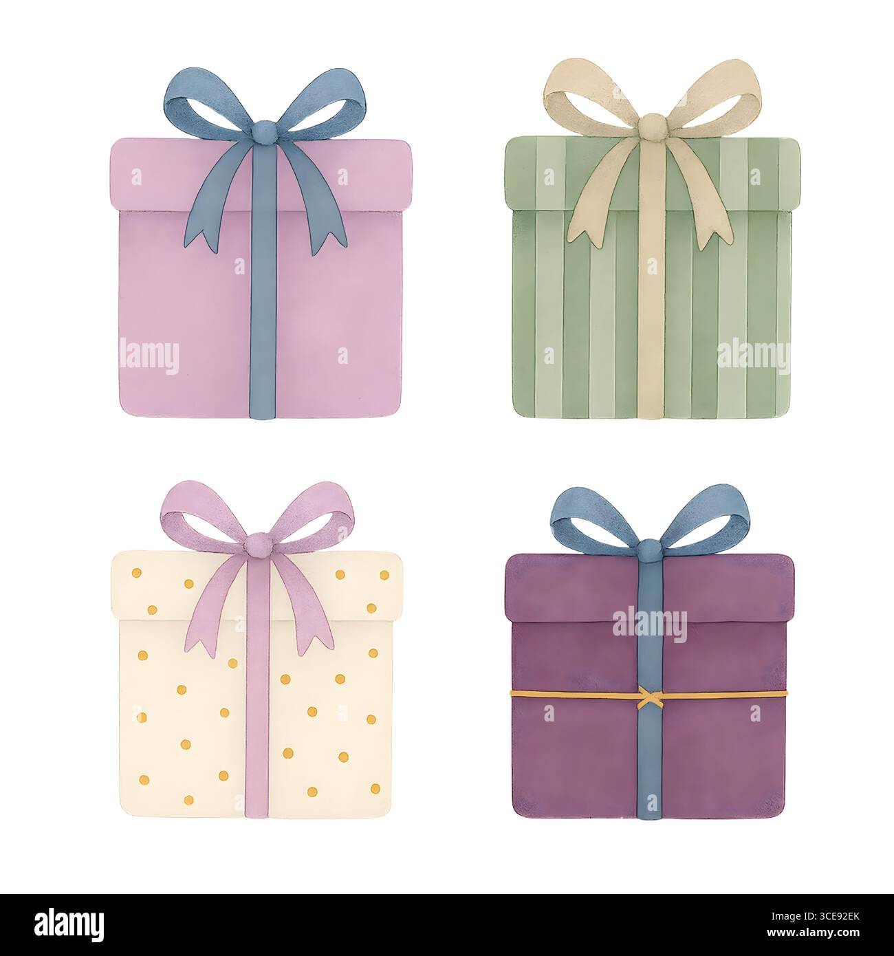 Set of 4 Cute Christmas Gifts Pack – Festive Holiday Present Clipart ...