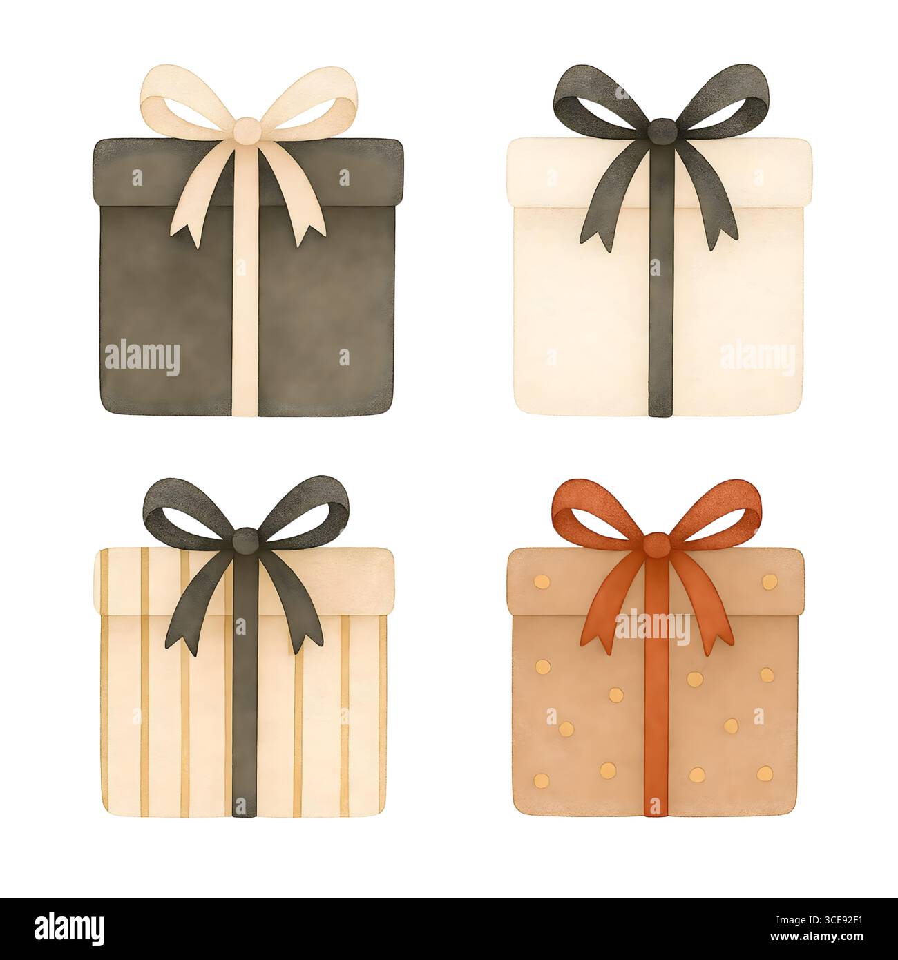 Set of 4 Cute Christmas Gifts Pack – Festive Holiday Present Clipart ...