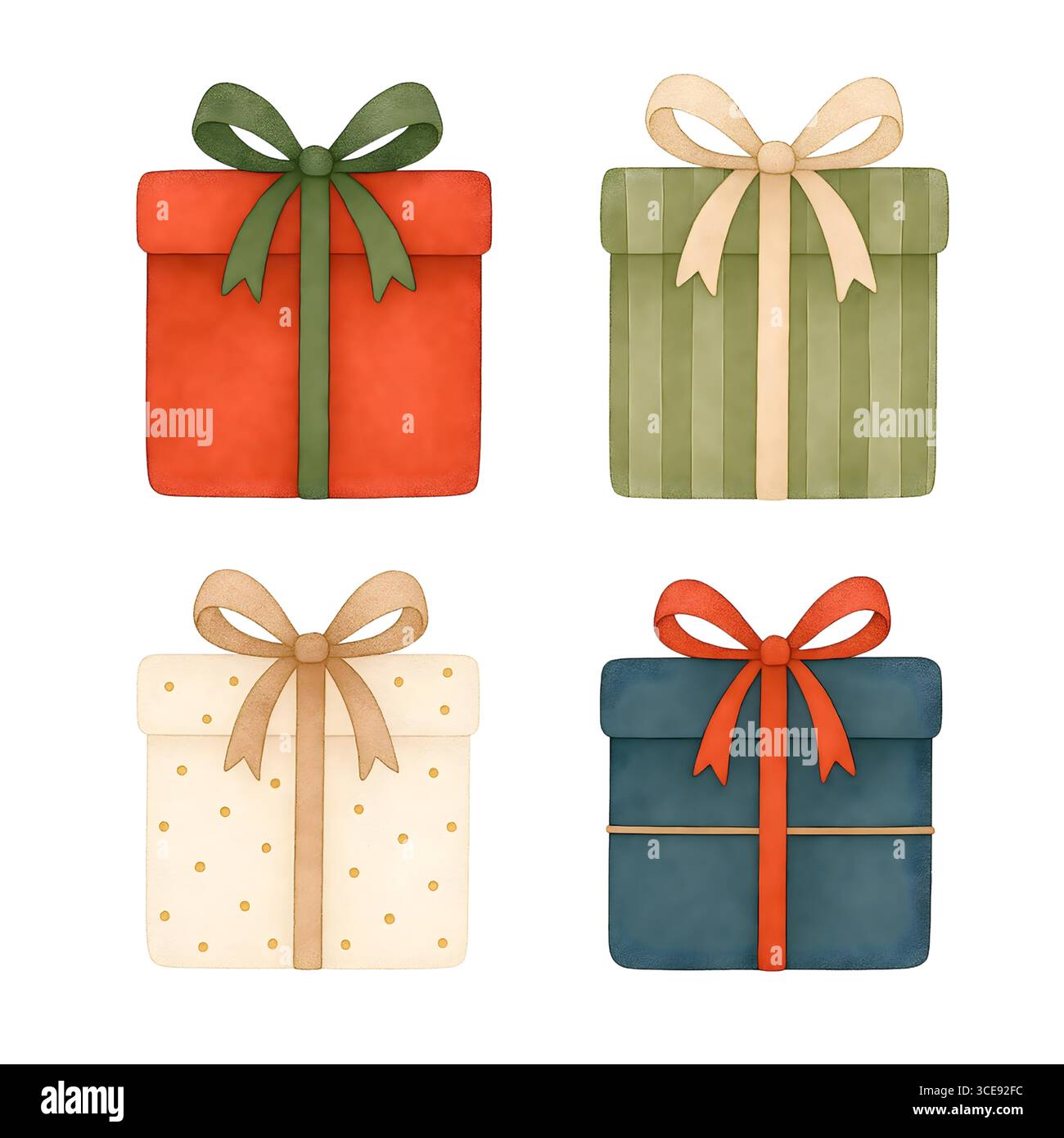 Set of 4 Cute Christmas Gifts Pack – Festive Holiday Present Clipart ...