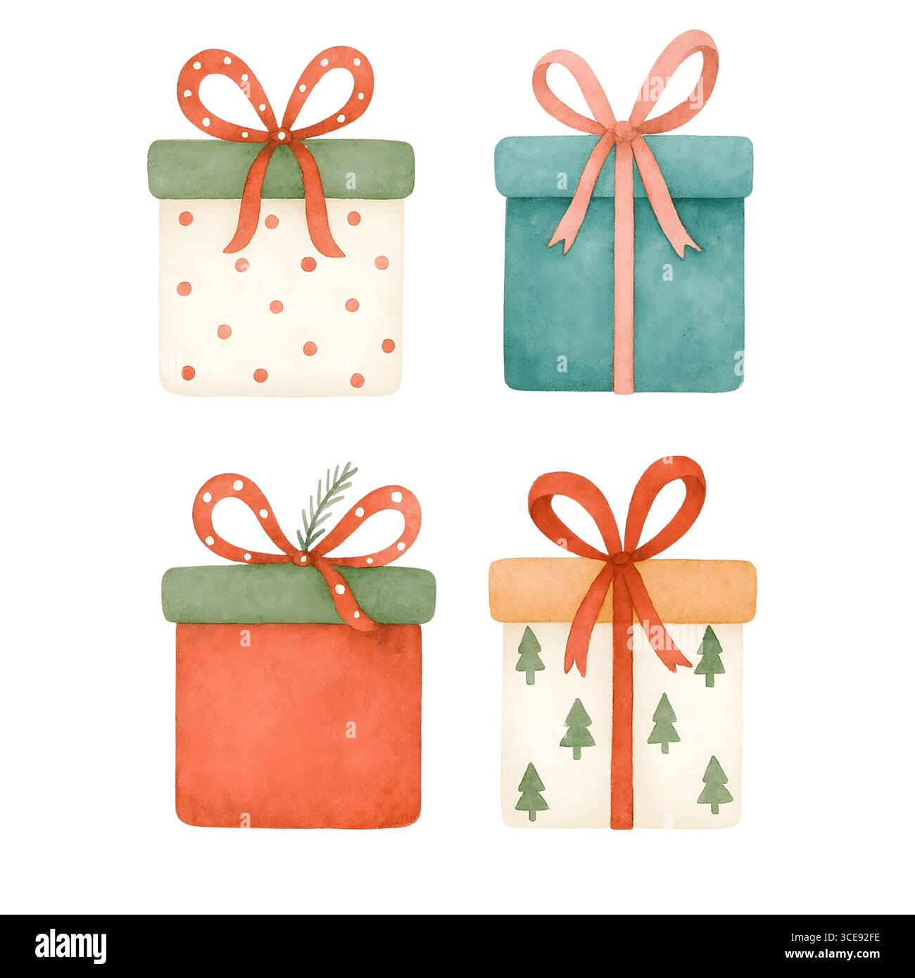 Set of 4 Cute Christmas Gifts Pack – Festive Holiday Present Clipart ...
