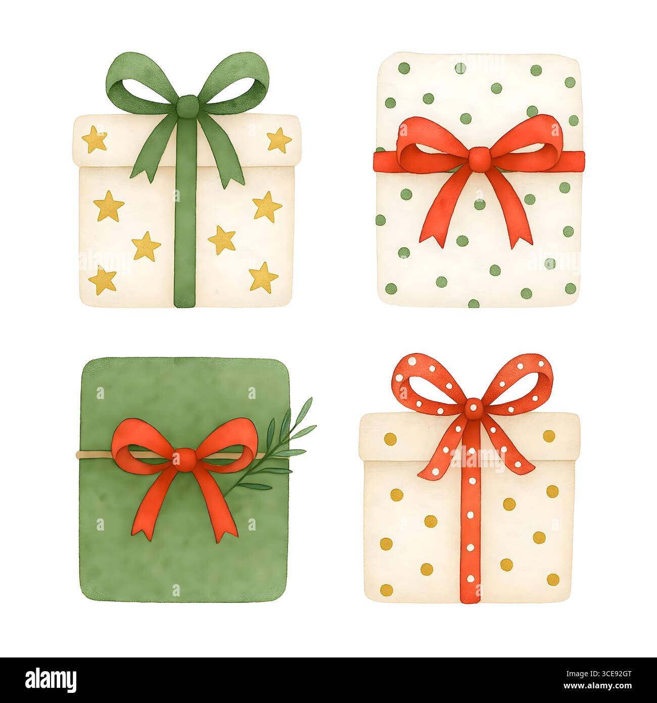 Set of 4 Cute Christmas Gifts Pack – Festive Holiday Present Clipart ...