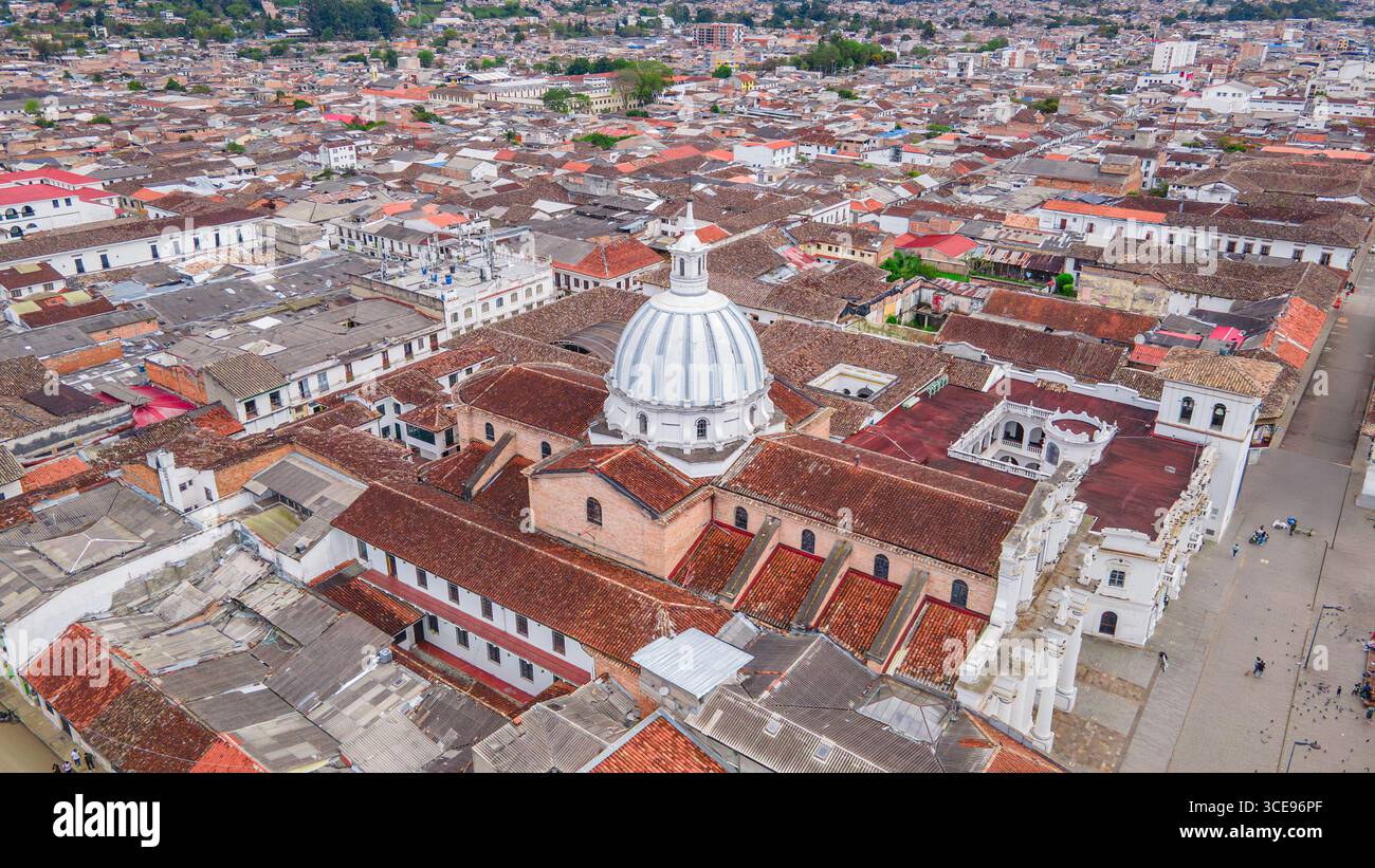 A stunning aerial view of the historic city of Popayán, showcasing its ...