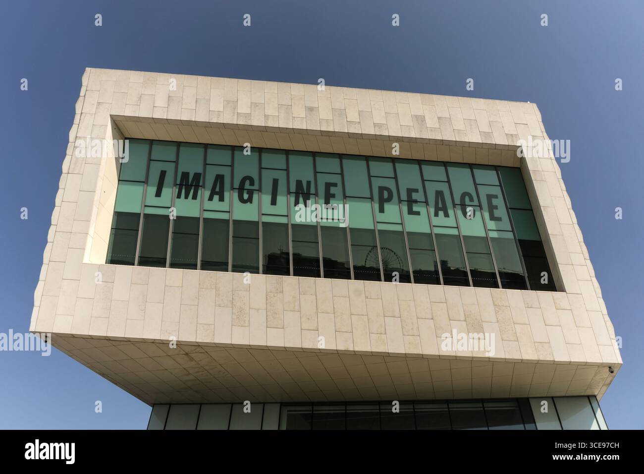 Peace Sign Displayed in Museum of Liverpool Window Stock Photo - Alamy
