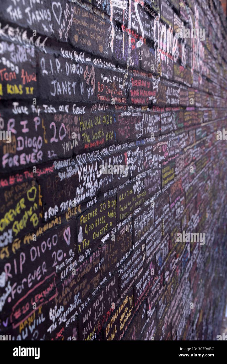 Diogo Jota Memorial Wall and Mural, Anfield, Liverpool Stock Photo - Alamy