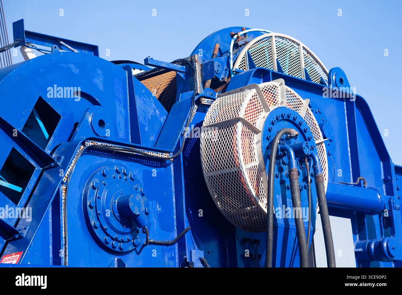 Winch mechanism of a marine floating crane Stock Photo - Alamy
