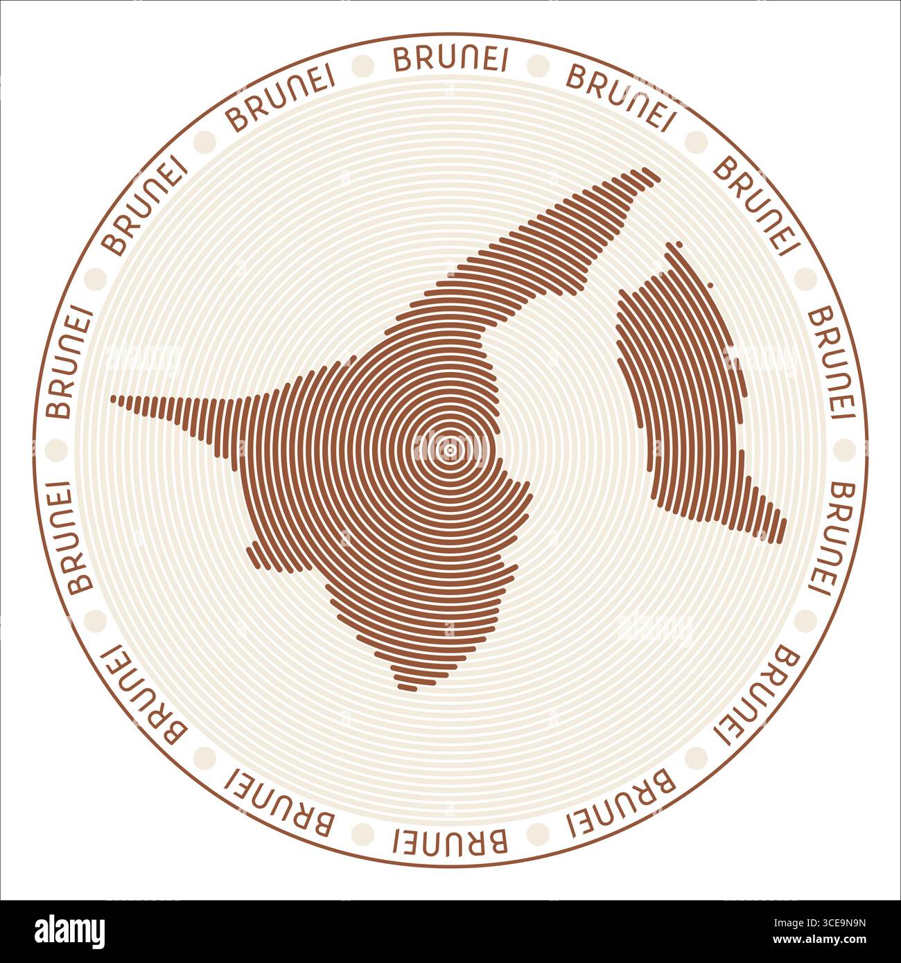Brunei round logo design. Country shape build of rings. Brunei text ...