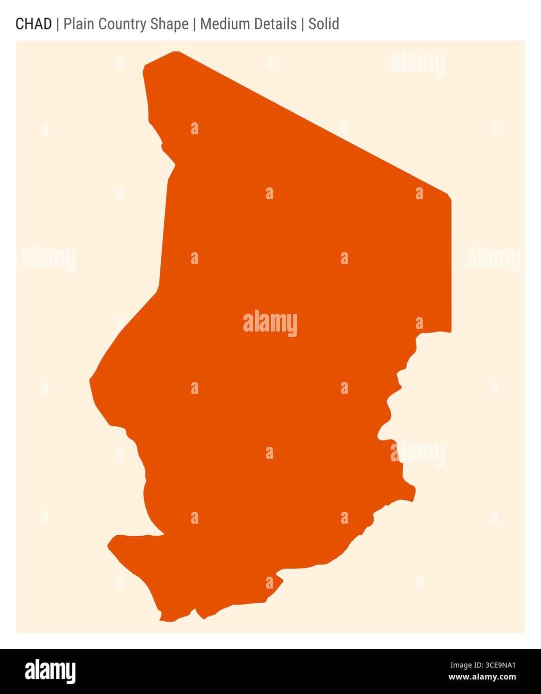 Chad plain country map. Medium details. Solid style. Shape of Chad ...