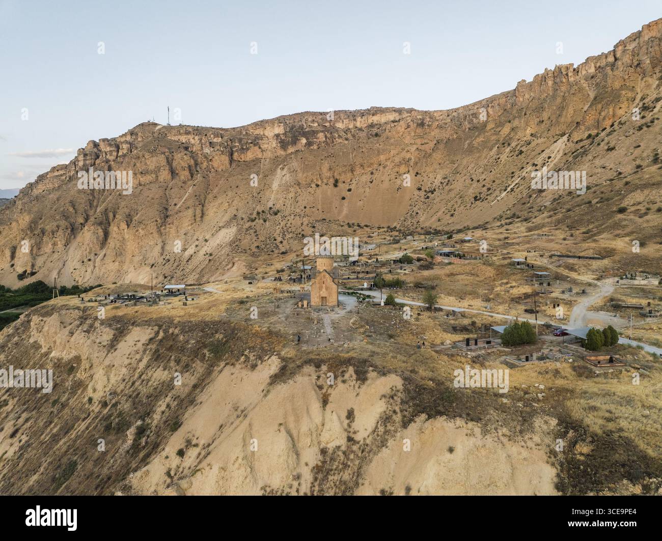Aerial view of the ancient Areni Church standing proudly atop a rugged ...