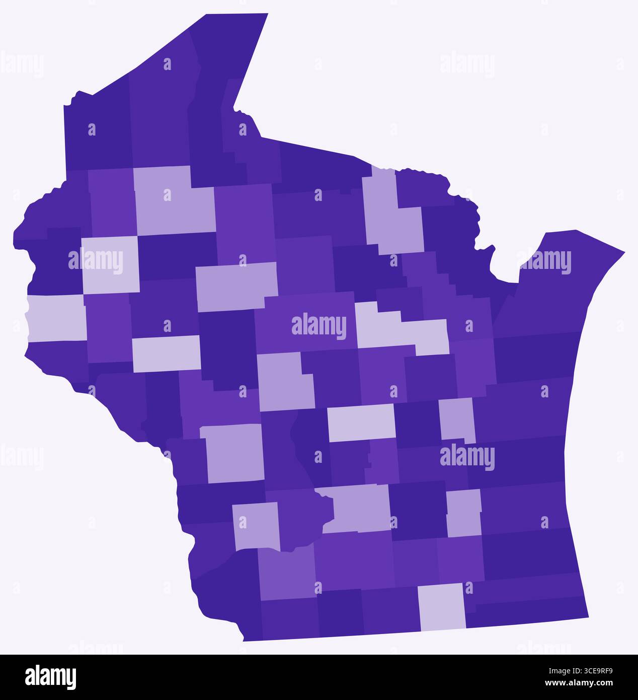 Map of Wisconsin with counties. Simple state border map with county ...