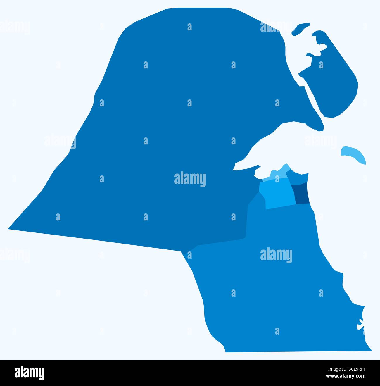 Map of Kuwait with regions. Just a simple country border map with ...