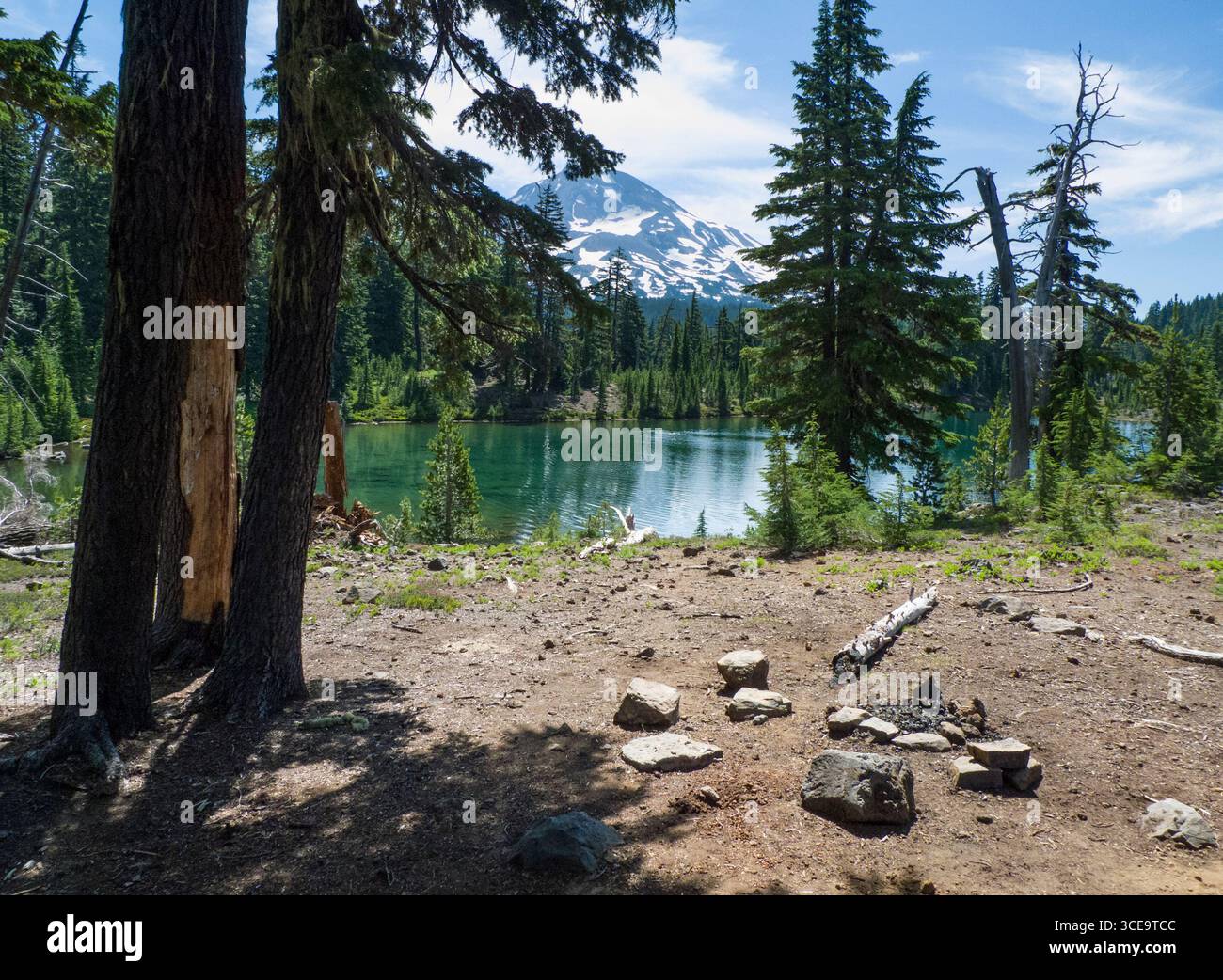 South Sister rising above Husband Lake in the Three Sisters Wilderness ...