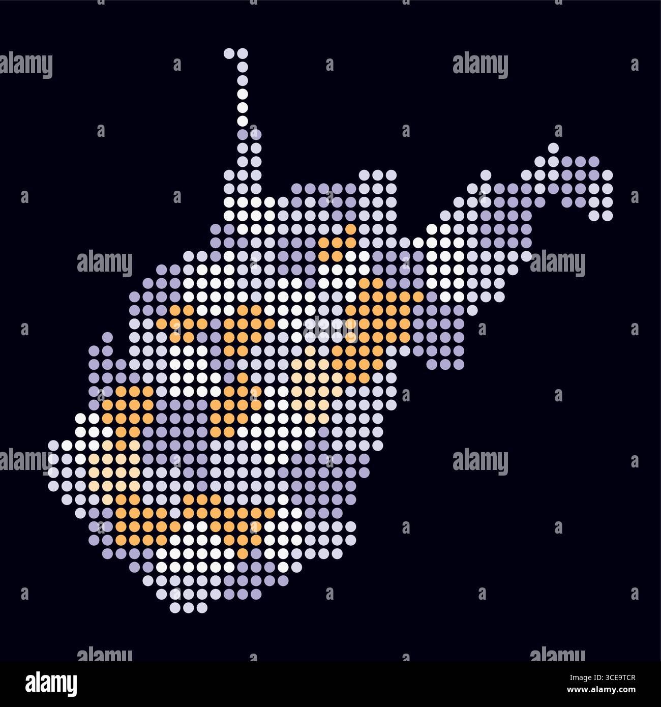 West Virginia dotted map. Digital style map of the state on dark ...