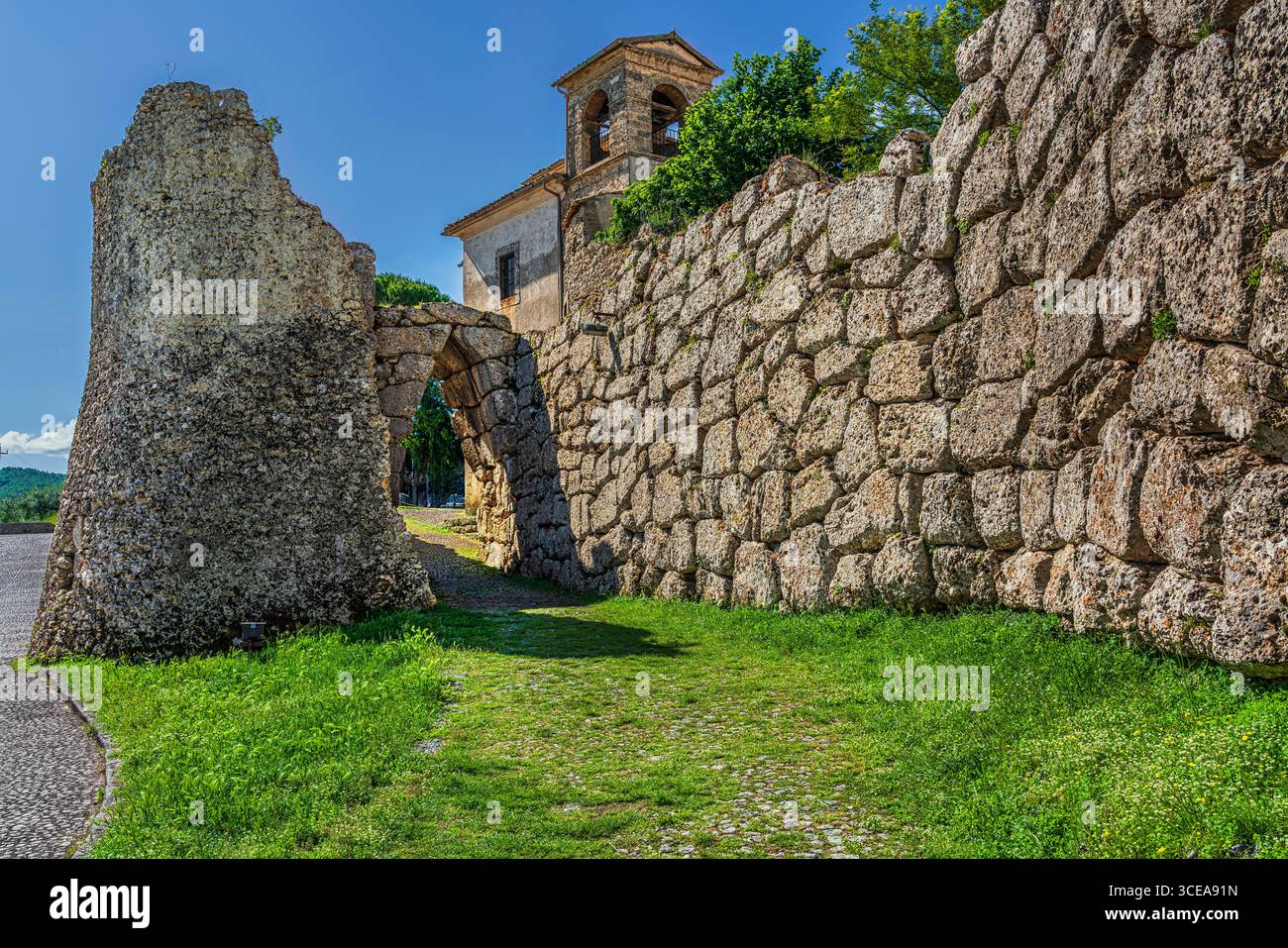The pointed-arch gate, or Porta Scea, access to the polygonal city ...