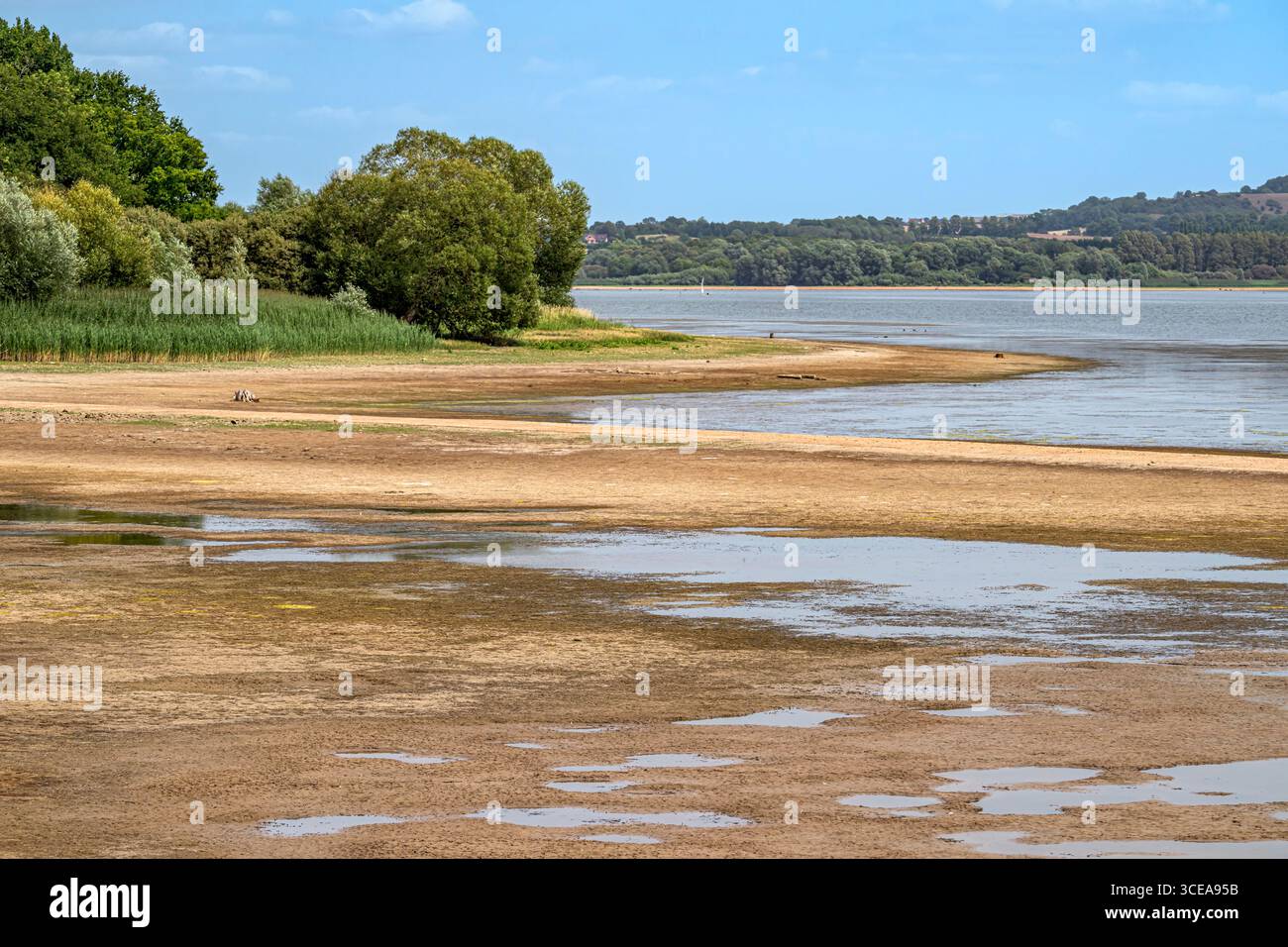 Chew Valley lake suffering from the extremely dry weather in summer of ...