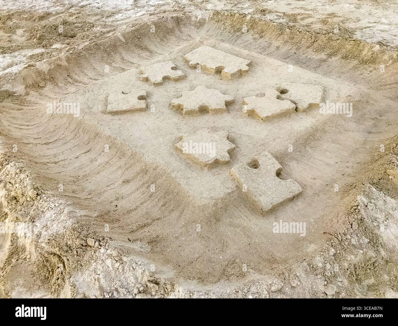 Sand sculptures on the beach of Mamora Bay, Antigua Stock Photo - Alamy