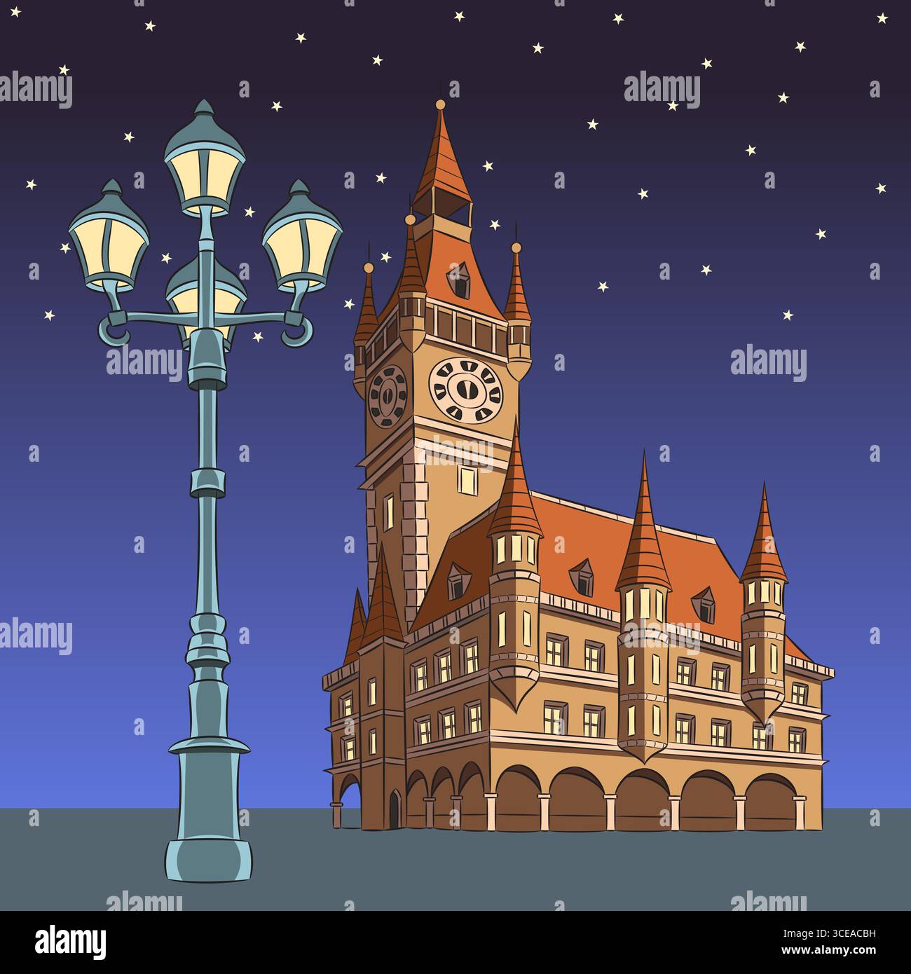Town hall tower clock Stock Vector Images - Alamy