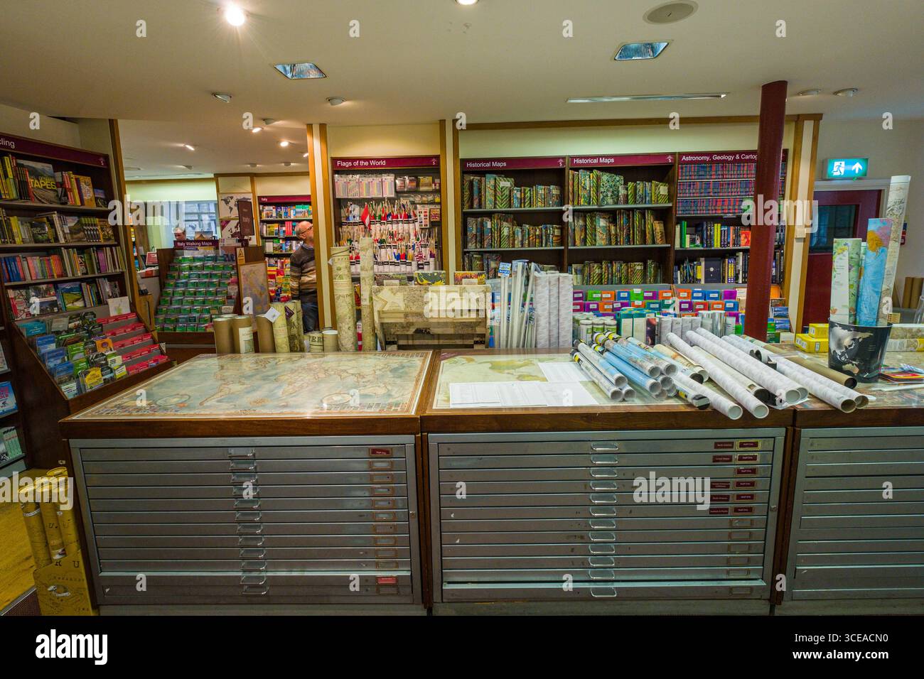Rolled and flat maps for sale inside Stanfords, the world’s largest map ...