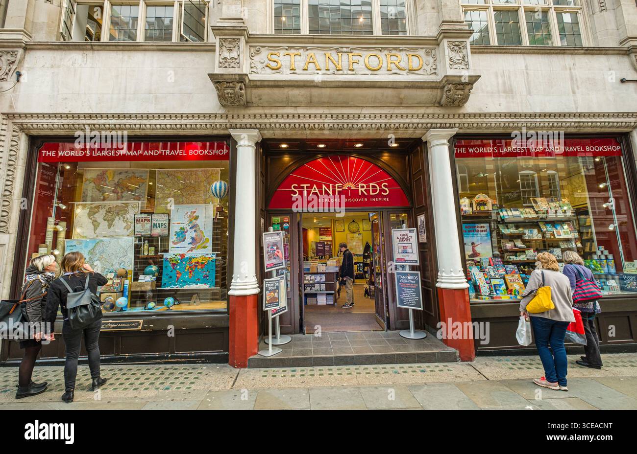 Women window shopping at the entrance to Stanfords the world’s largest ...