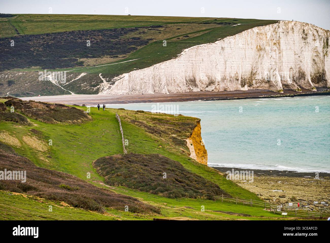 Views of the Seven Sisters Cliffs seen from the Seaford Head coastal ...