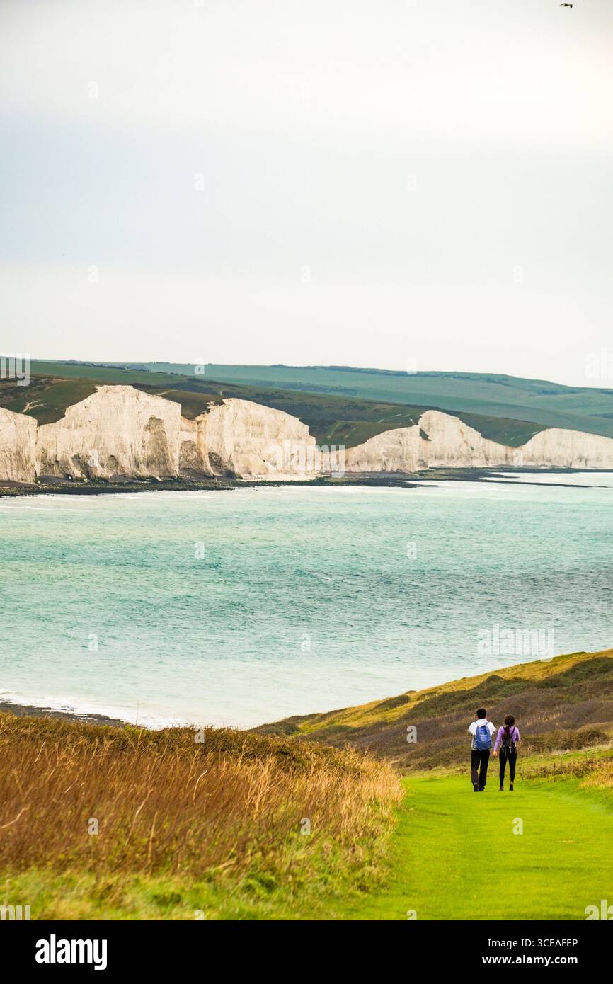 Views of the Seven Sisters Cliffs seen from the Seaford Head coastal ...