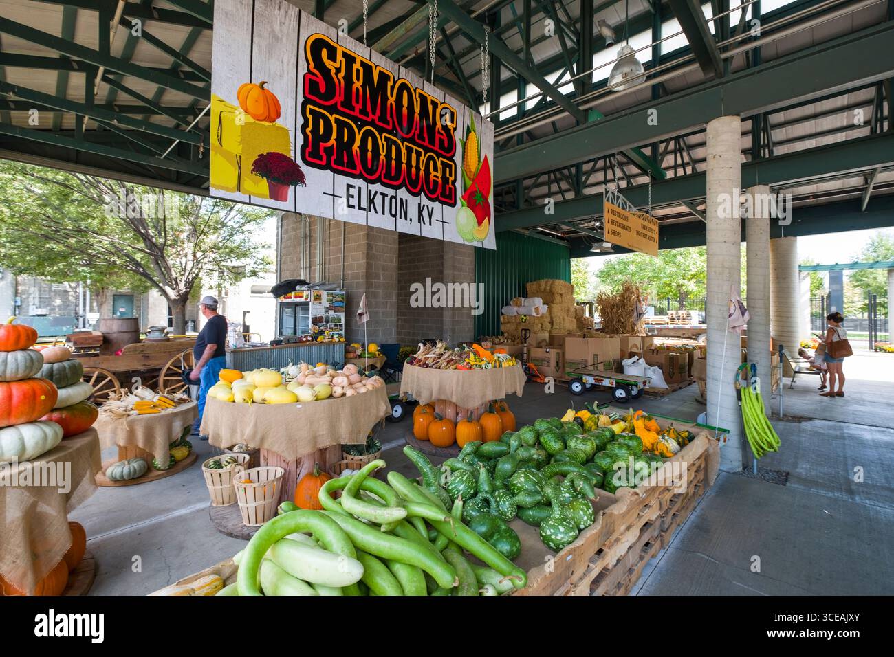Fresh produce for sale at the farmers market adjacent to the ...