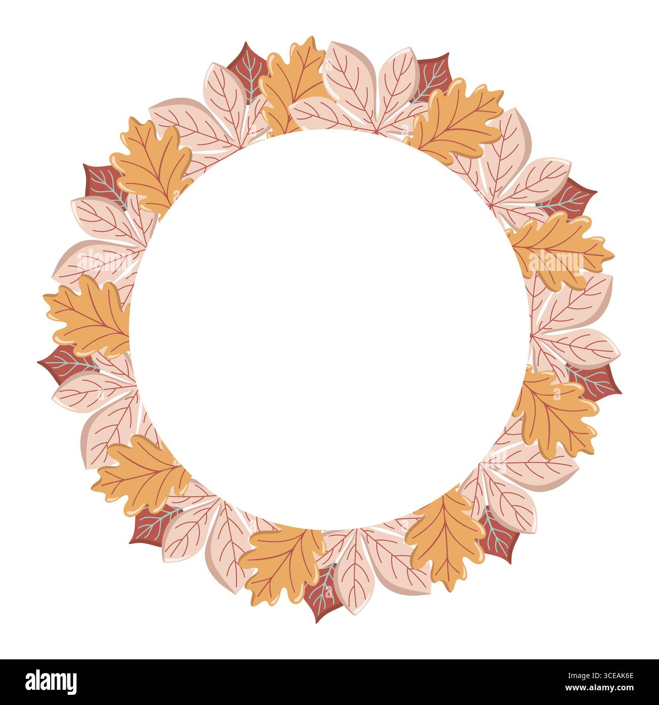 Autumn leaves round frame. Fall foliage Vector isolated illustration on ...