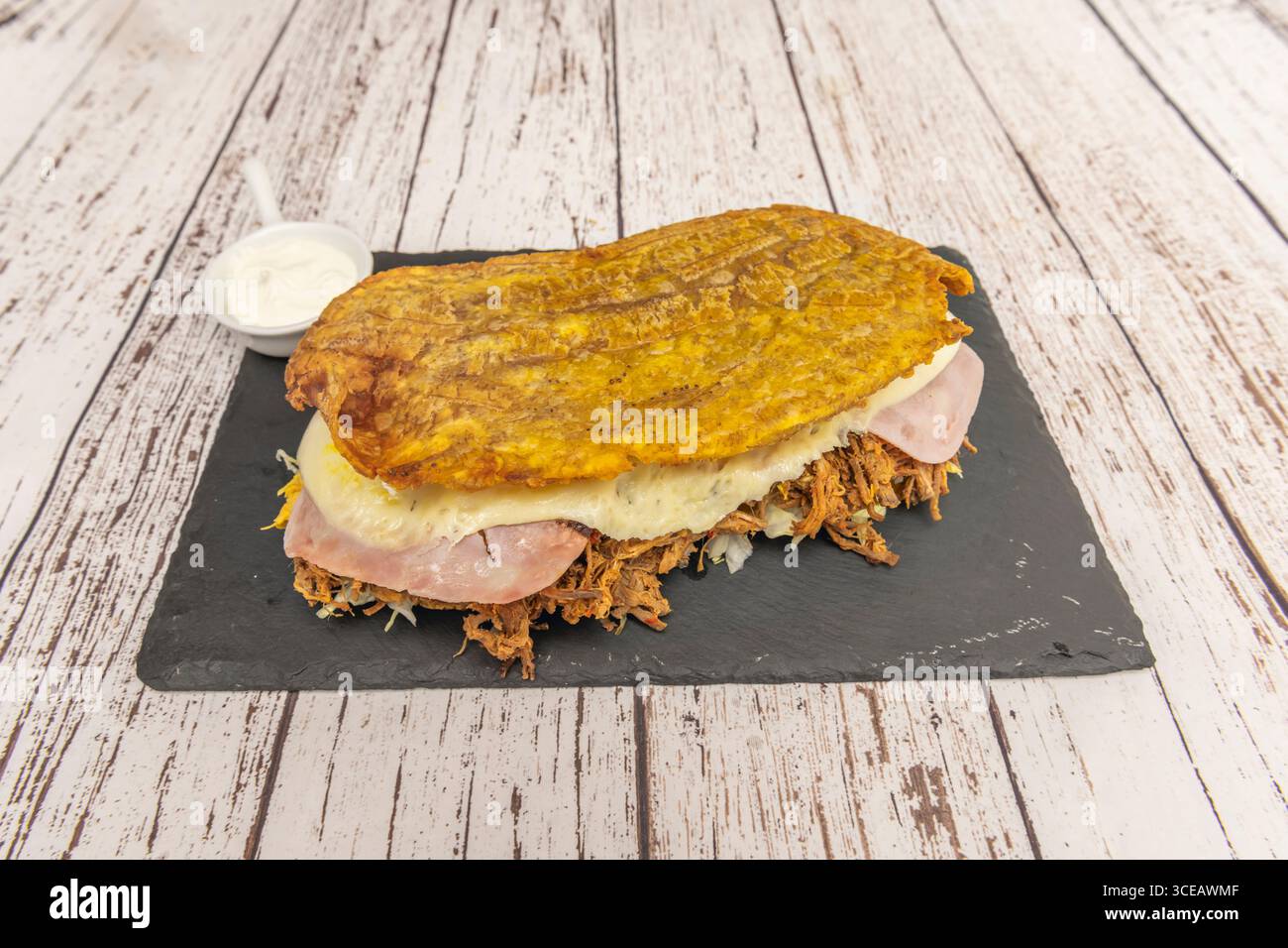 Pile of freshly made Venezuelan patacones, showing their different ...