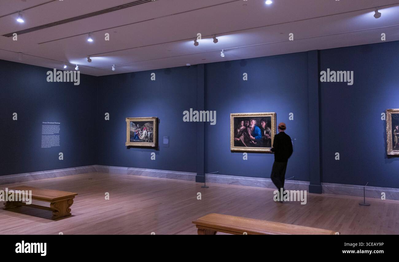 People looking paintings in special exhibit of The Brothers Le Nain ...