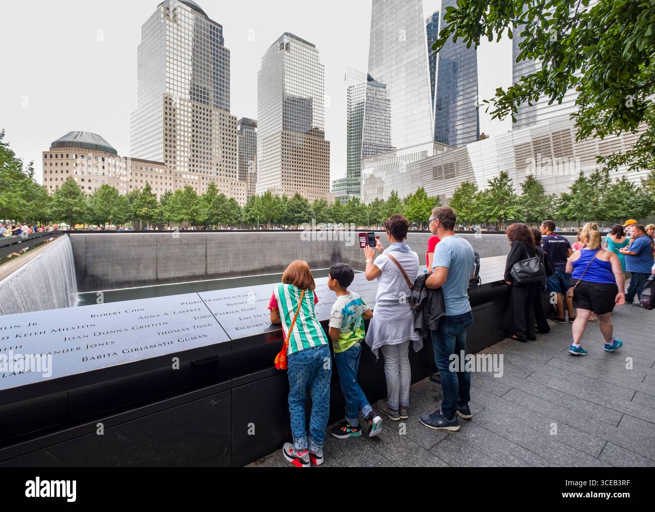 People around the 911 South Tower Pool at the National September 11 ...