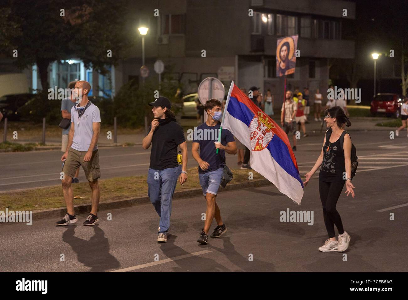 August 16, 2025, Belgrade, Vojvodina province, Serbia: Demonstrators ...