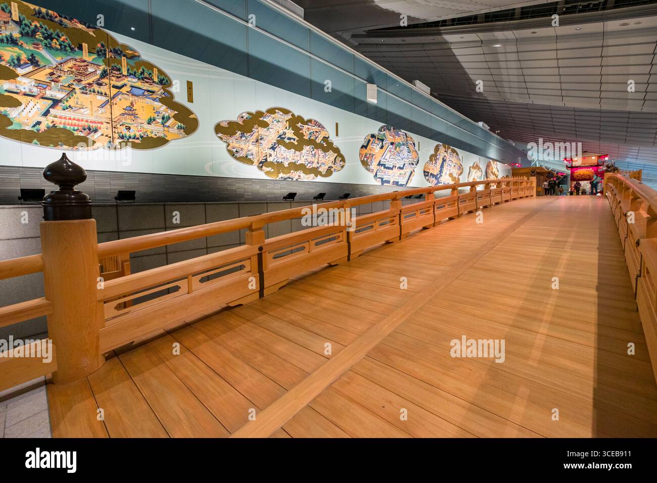 Edo period styled wooden bridge goes from the 4th to 5th floor in the ...